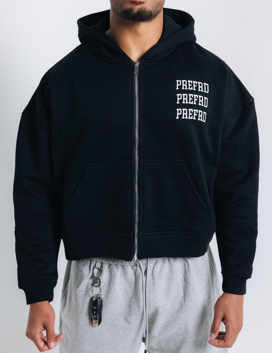 Black Cropped Zip Up – Prefrd